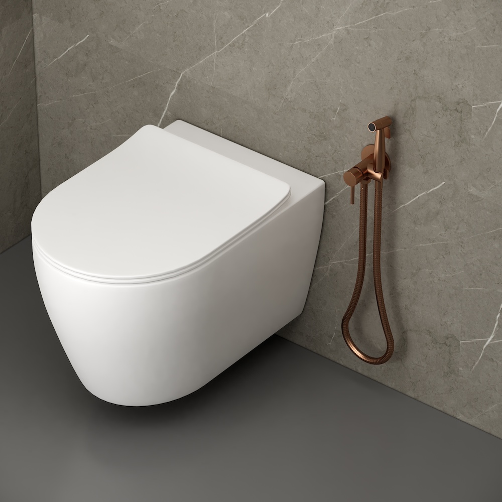 Bidetset met handdouche copper warm/koud - Voordelig Design Sanitair