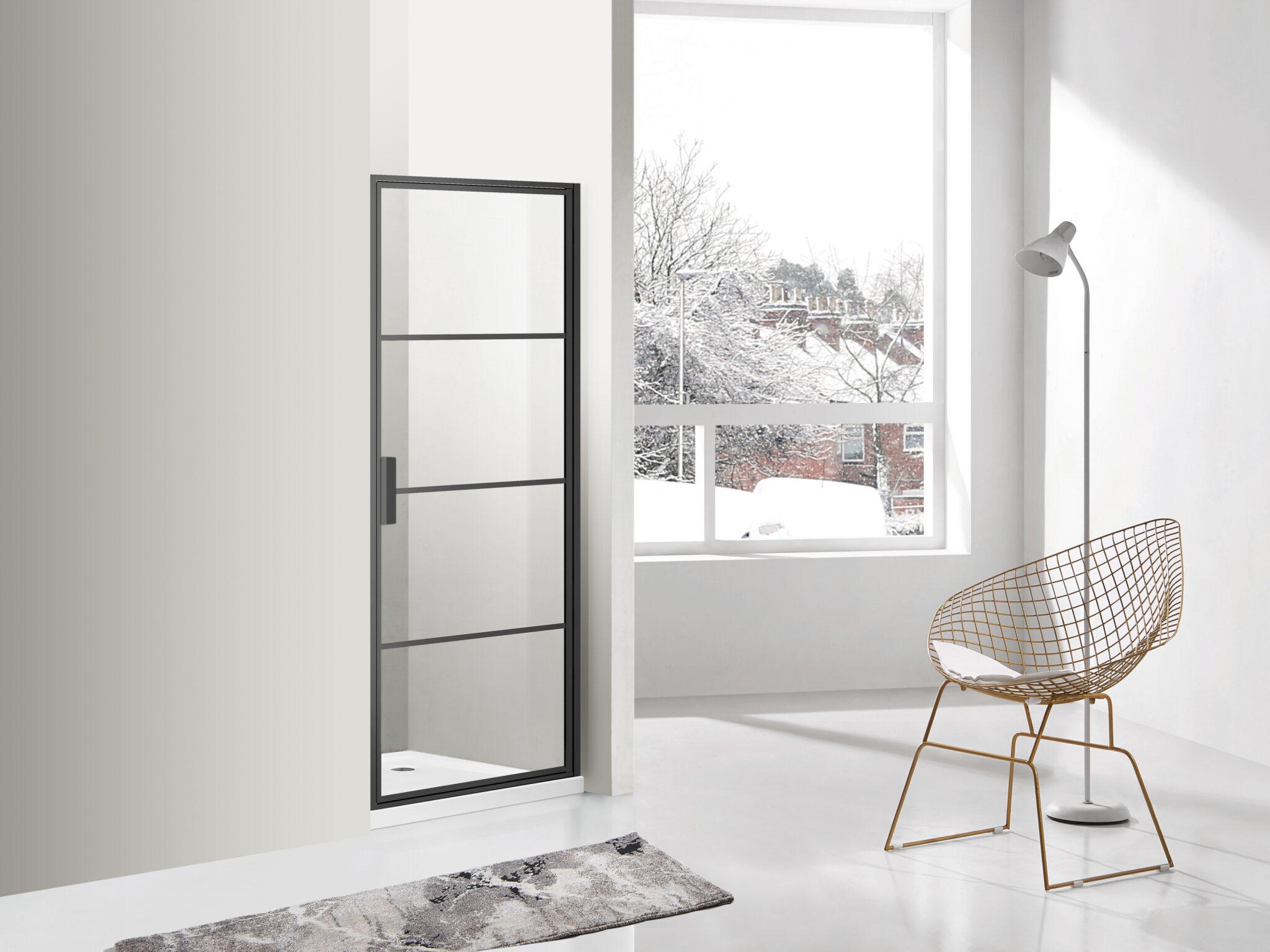 Douchedeur 90x200cm 6mm Nano glas mat zwart serie Rafaella - Voordelig ...