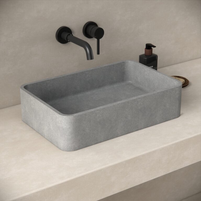 Waskom Zoja 50x32.5x12cm beton rechthoek donker grijs inclusief ...